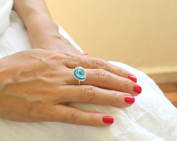 Turquoise Custom Rose Ring Enamel on Luulla
