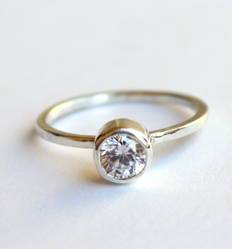 4mm Round Faceted Clear Quartz Stone Solitaire Stacking Custom Ring on ...